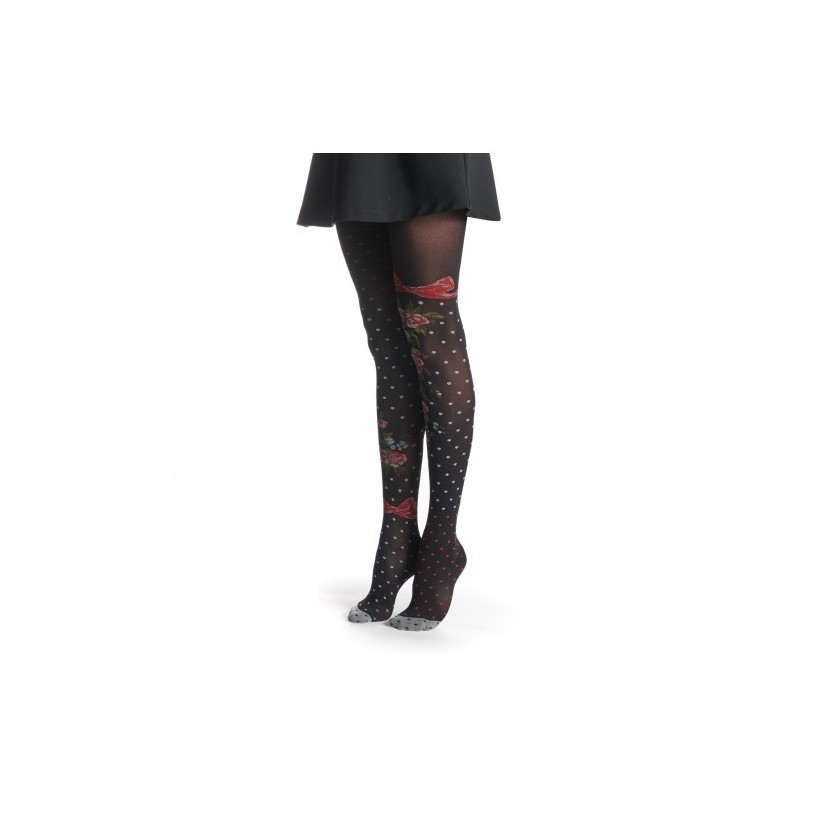 Collant 30 deniers asymétriques noeuds
