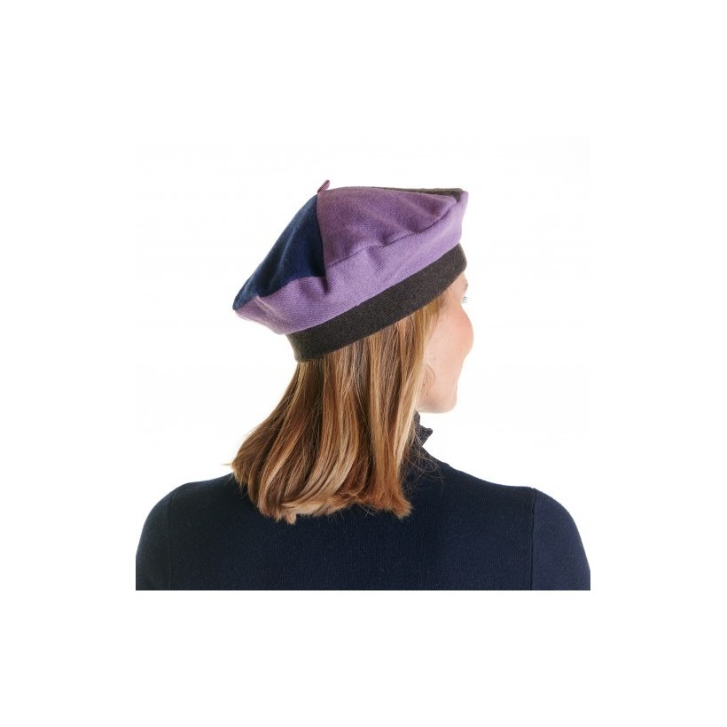 béret réversible laine cachemire violet